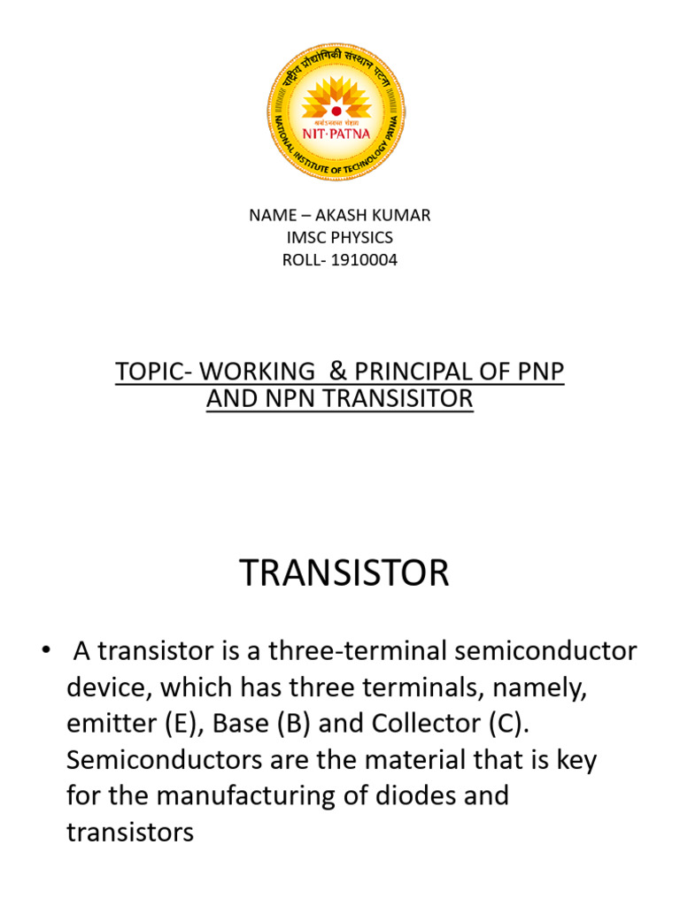 Working Principles of PNP and NPN Transistors | PDF | Bipolar Junction ...