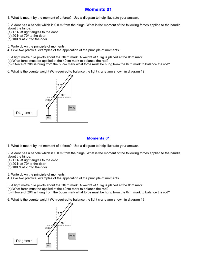 Moments Questions 1 | PDF