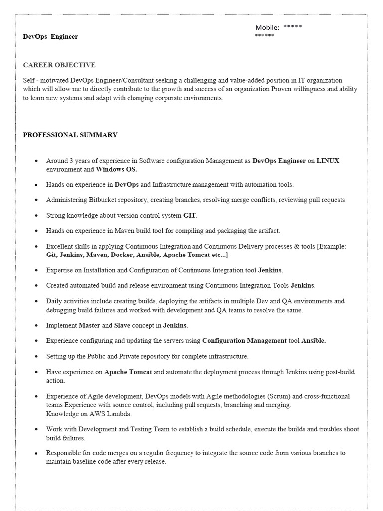 Sample_Resume | PDF | Version Control | Software Repository