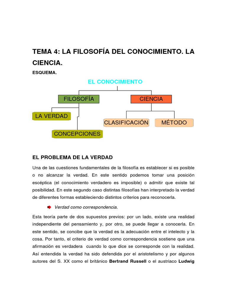 TEMA4 Filosofia | PDF | Verdad | Conocimiento