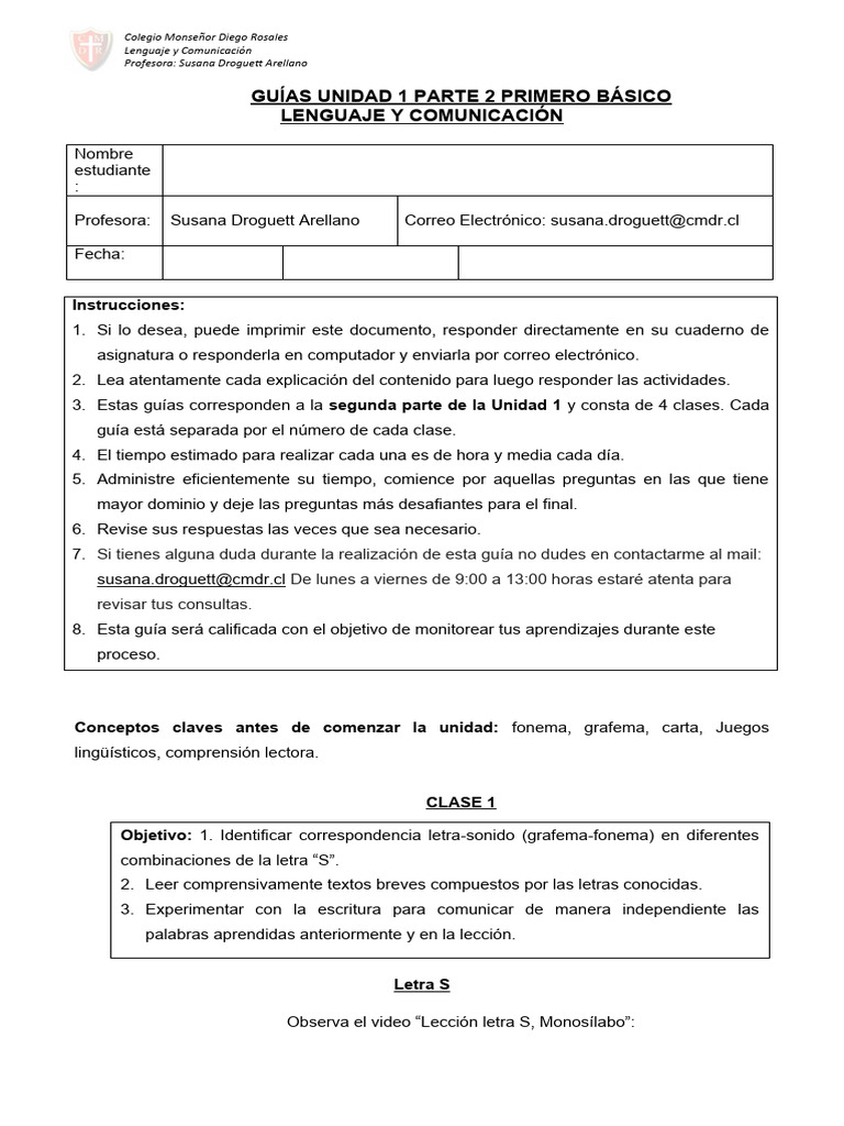 Guía 1° U1 Parte 2 Lenguaje | PDF | Comunicación | Comunicación humana