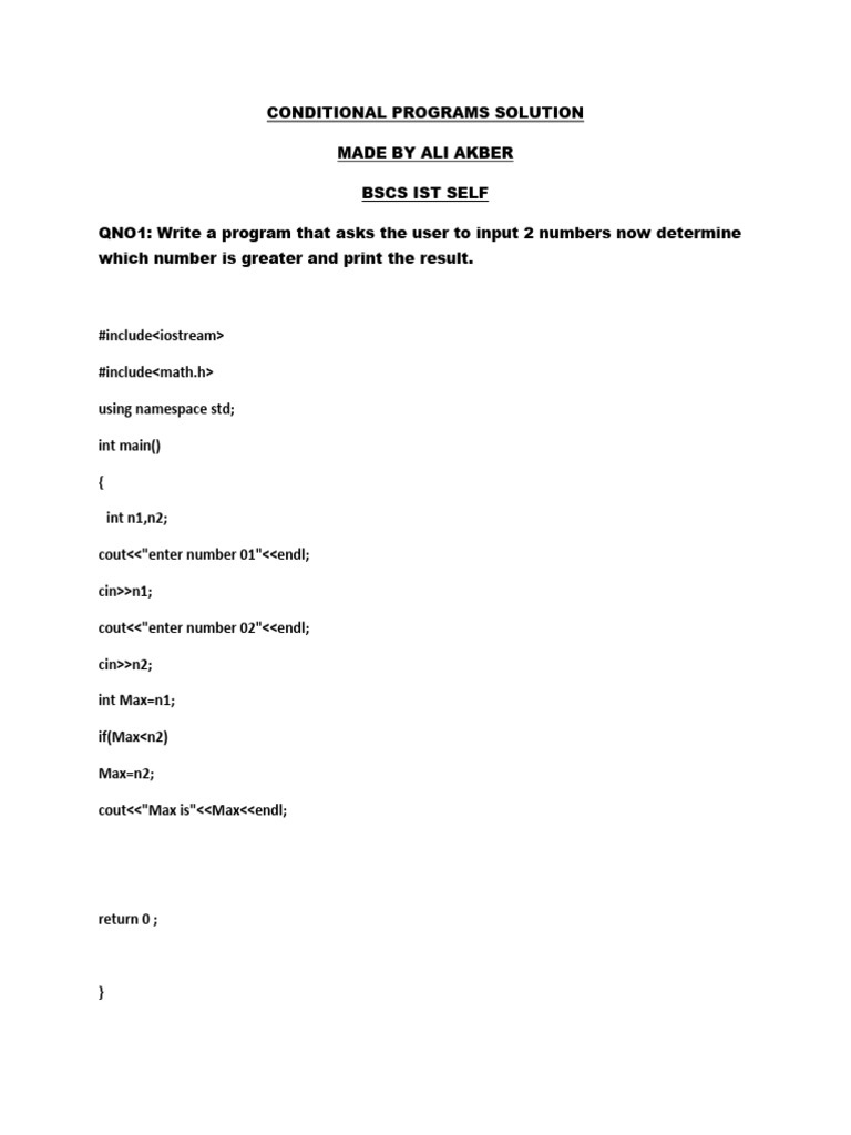 Conditional Programs | PDF