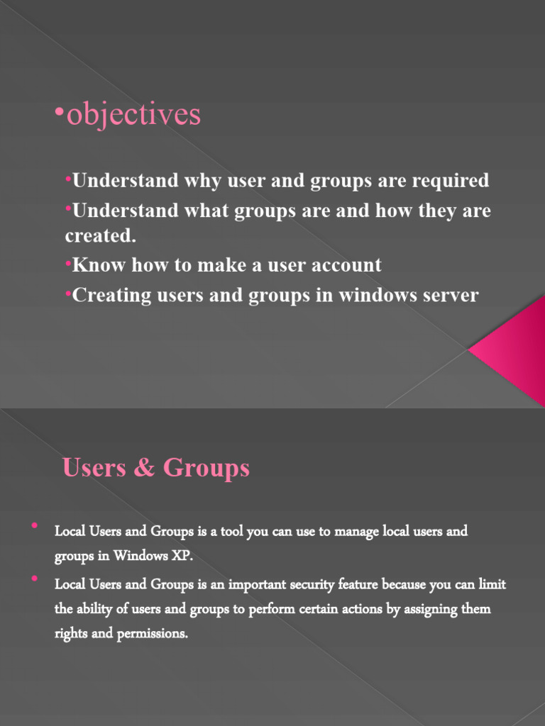 users and groups | PDF | Microsoft Windows | Computer File