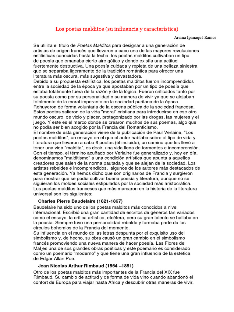 Poetas Malditos: Influencia y Estilo | PDF | Clásicos