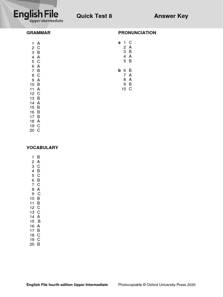 Ef4e Uppint Quicktest 8 Answerkey Pdf