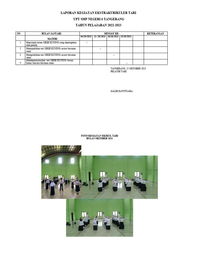 Kegiatan Ekskul Tari | PDF