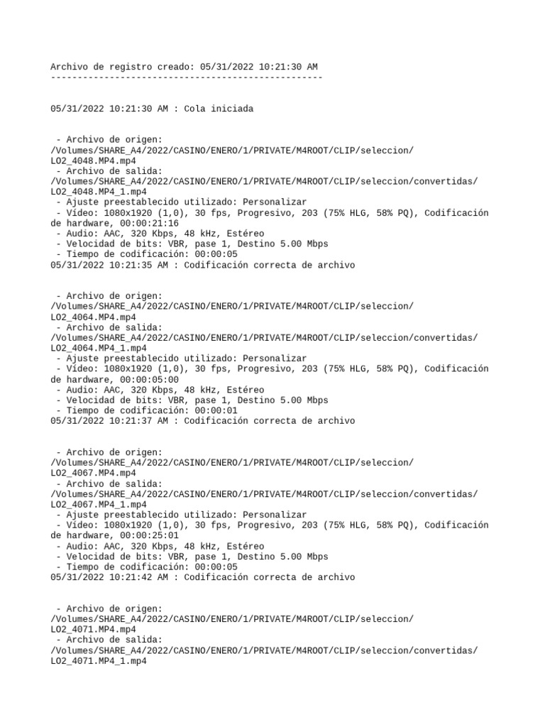 Registro de Codificación de Videos MP4 | PDF | Vídeo | Telecomunicaciones
