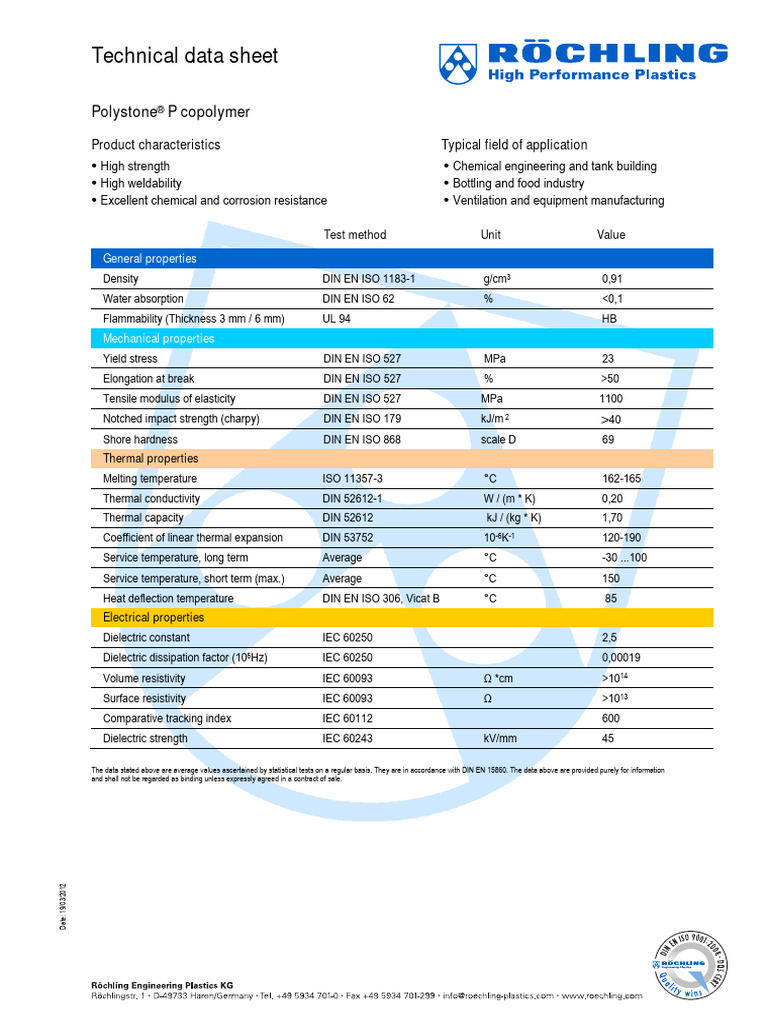 Datasheet Polystone P Copolymer EN | PDF