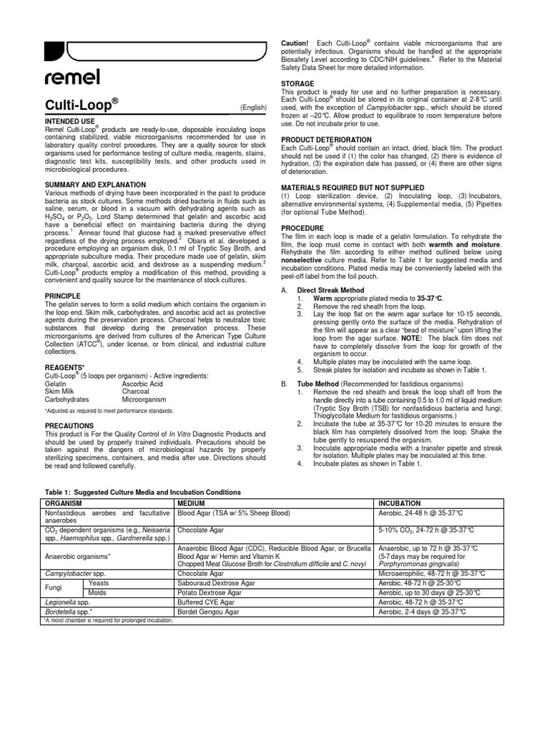 Culti-Loops Inserto | Download Free PDF | Growth Medium | Agar
