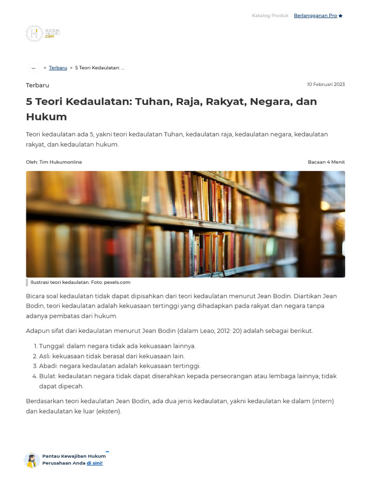 5 Teori Kedaulatan - Tuhan, Raja, Rakyat, Negara, Dan Hukum | PDF