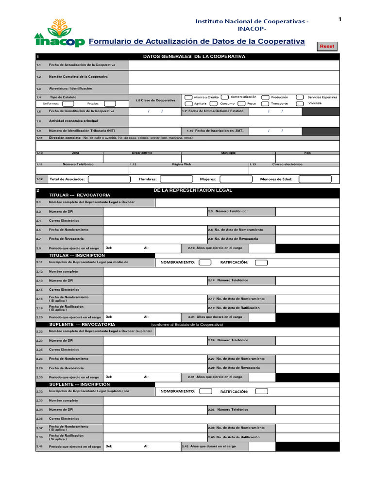 Formulario 5 Actualización de Datos 2020 | PDF | Cooperativa | Esfera pública