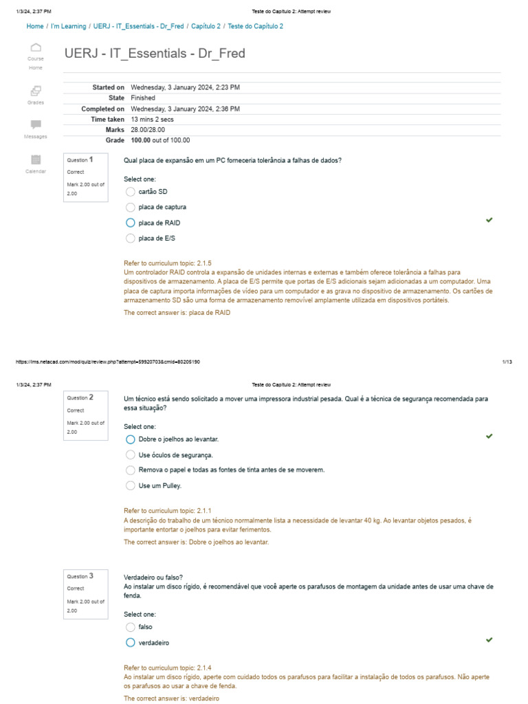 Teste Do Capítulo 2 - ITE Cisco | PDF