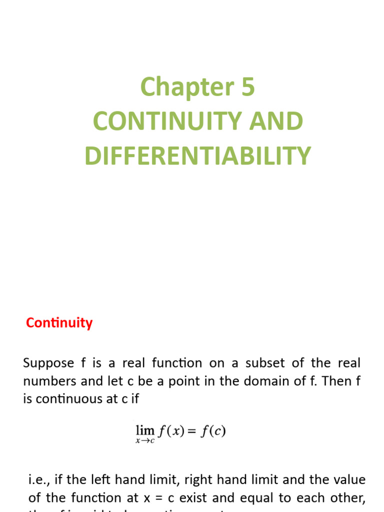 5 Continuity and Differentiality | PDF