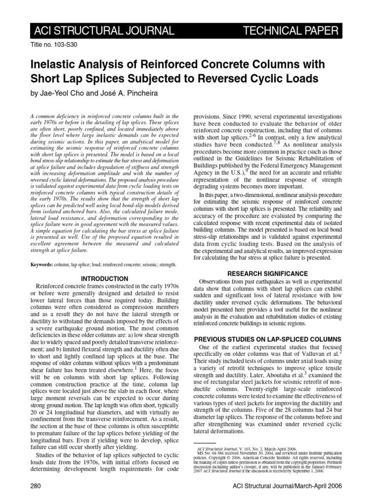 Inelastic Analysis of Reinforced Concrete Columns With Short Lap ... Inelastic Analysis of Reinforced Concrete Columns With Short Lap ...