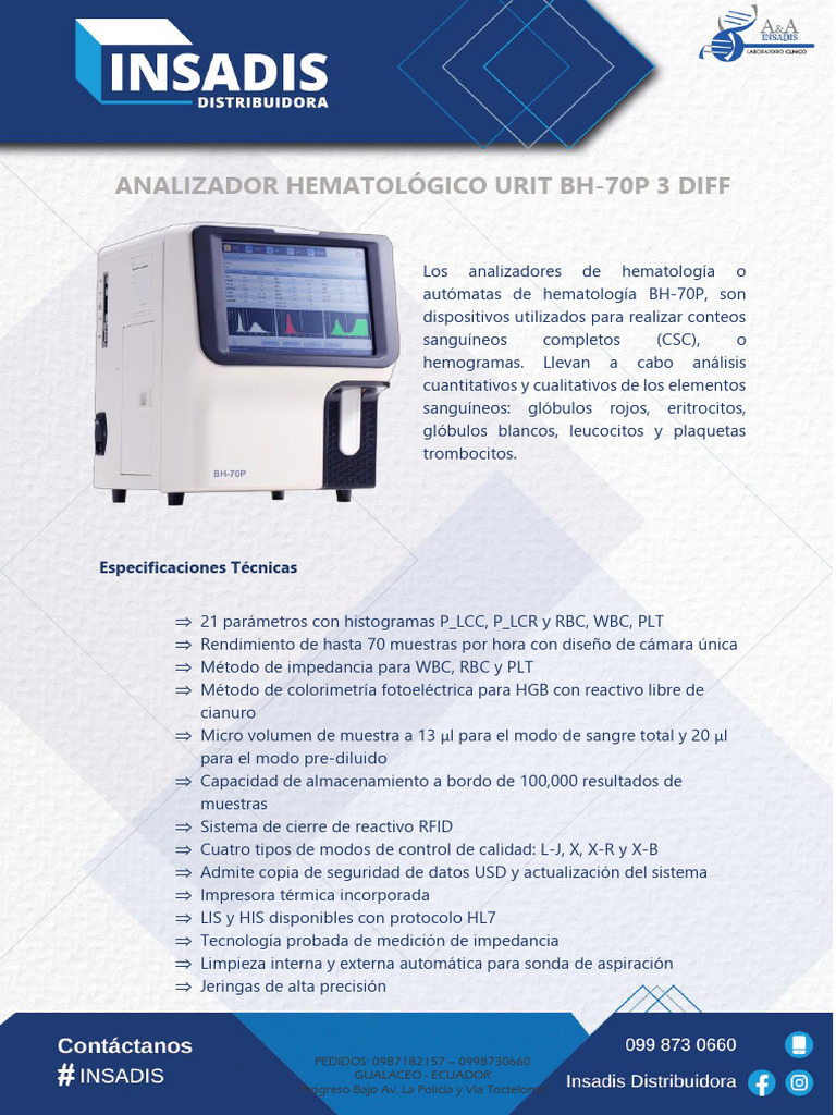 Analizador Hematológico URIT BH-70P | PDF | Hematología | Hardware de ...