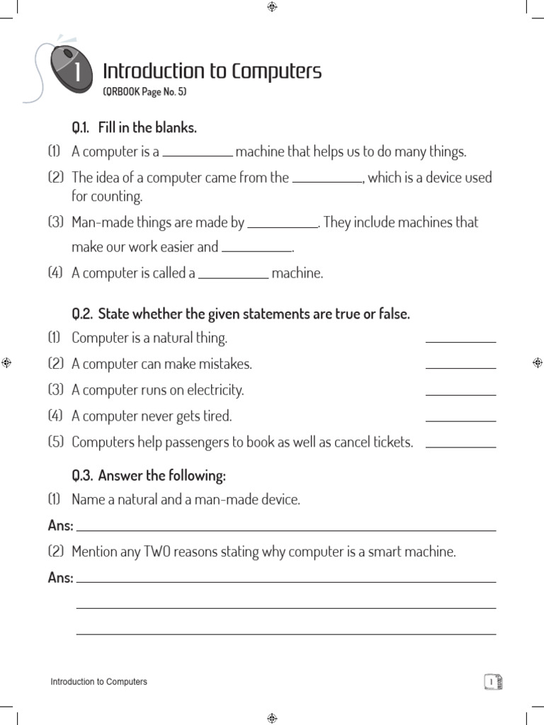 Introduction To Computers: Q.1. Fill in The Blanks | PDF