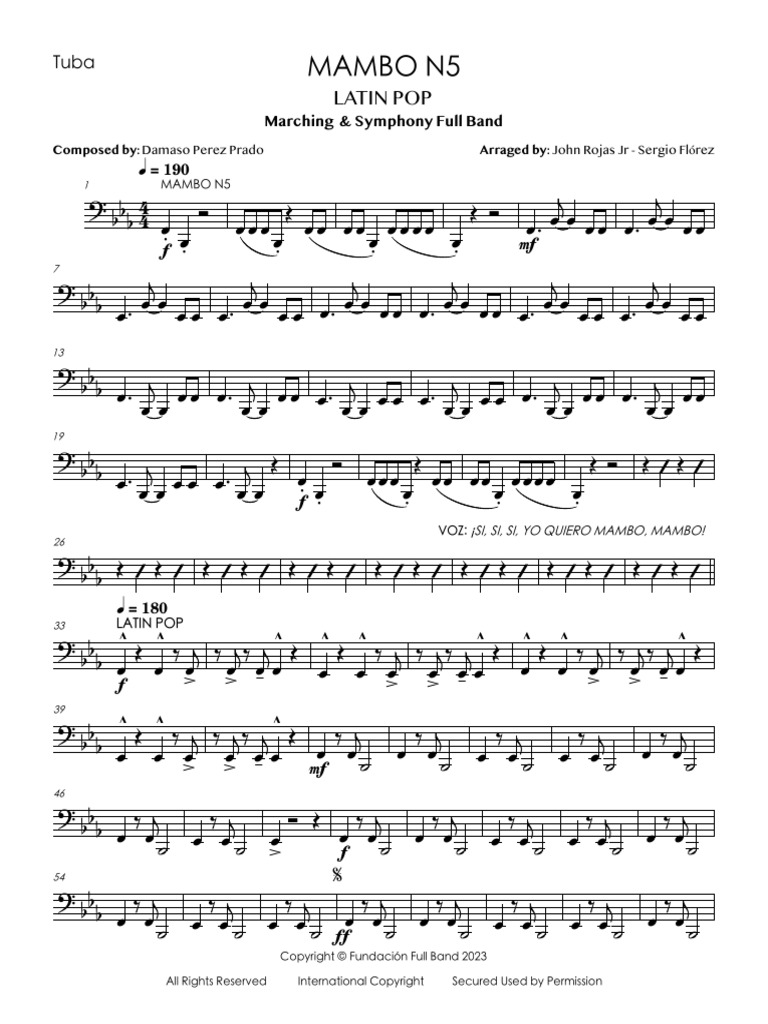 Mambo 5-Tuba PDF | PDF | All Rights Reserved | Latin American Music