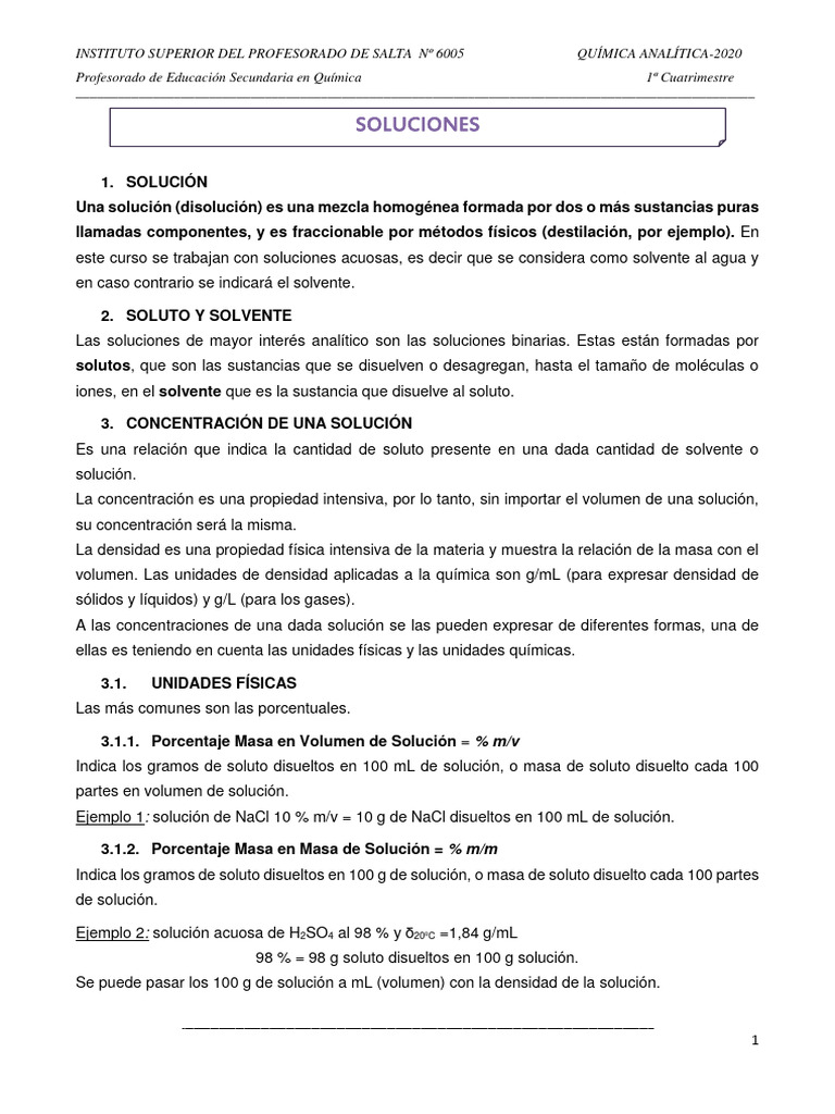 Ejercicio SOLUCIONES | PDF | Concentración | Ciencias fisicas