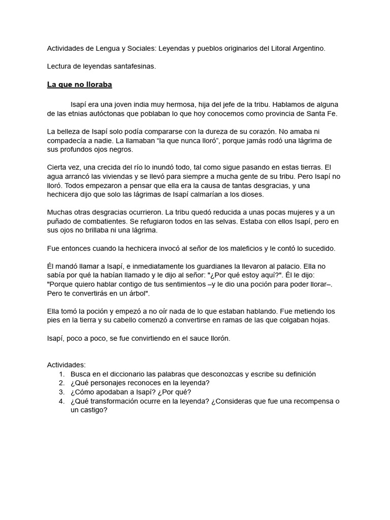 Leyendas y Pueblos Originarios Del Litoral Argentino | PDF