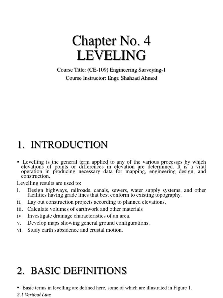 Engineering Surveying: Levelling | PDF | Teaching Methods & Materials | Technology & Engineering