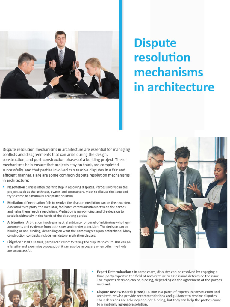 Dispute Resolution Mechanisms in Architecture | PDF | Mediation ...