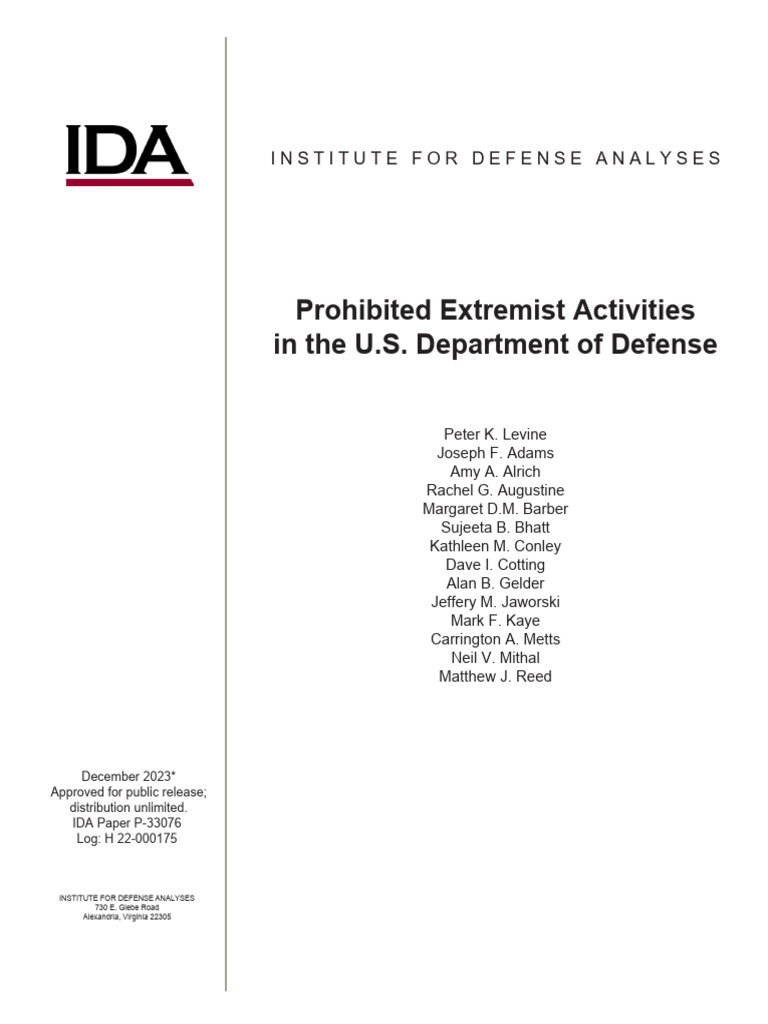 Prohibited Extremist Activities in the Department of Defense | PDF