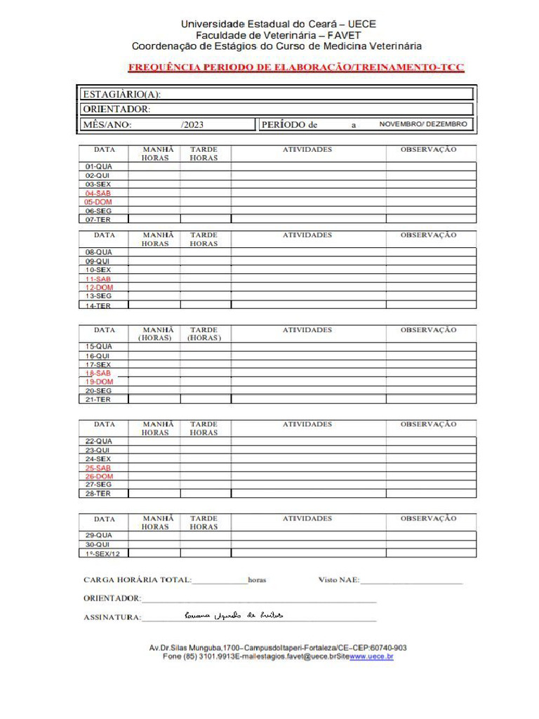 Frequência TCC 1 | PDF