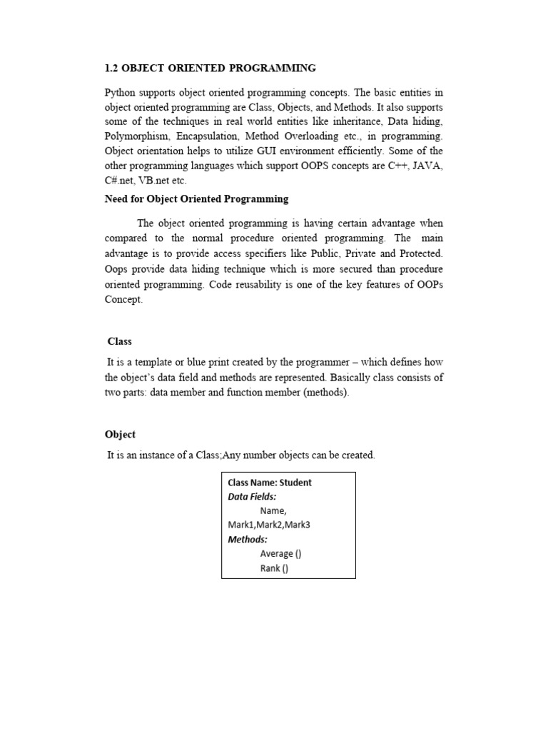 Unit 3 Pythonnotes Pdf Object Oriented Programming Class Computer Programming 