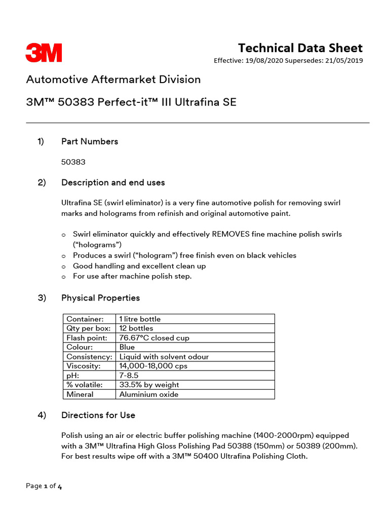 3m Perfect It III Ultrafina Se 50383 Technical Datasheet en Eu 0820 ...