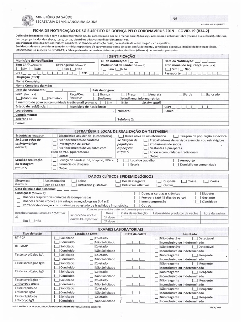 Ficha Notificacao COVID 19 | PDF