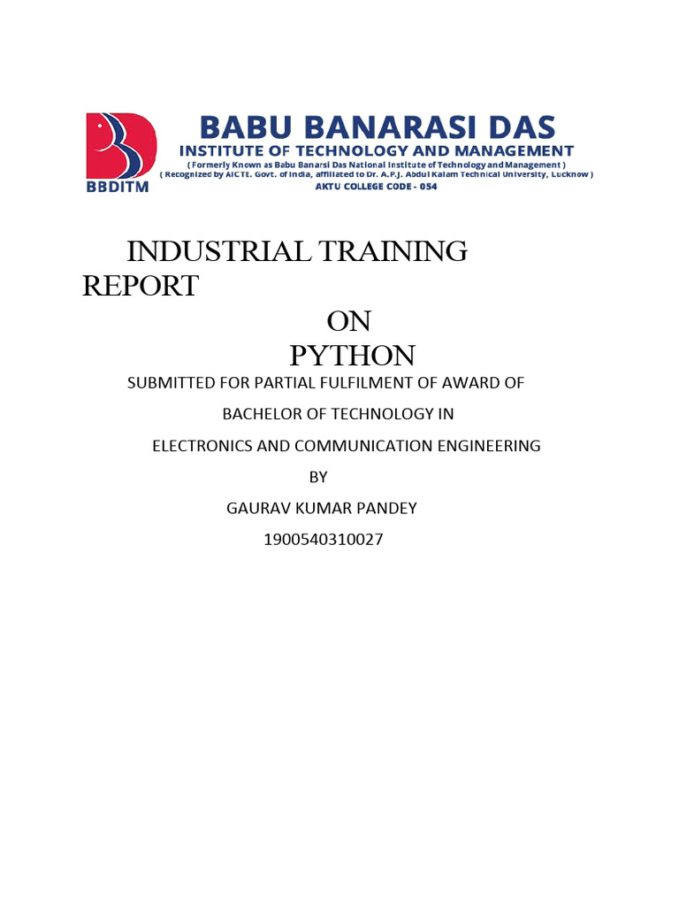 Industrial Training Report GKP | PDF