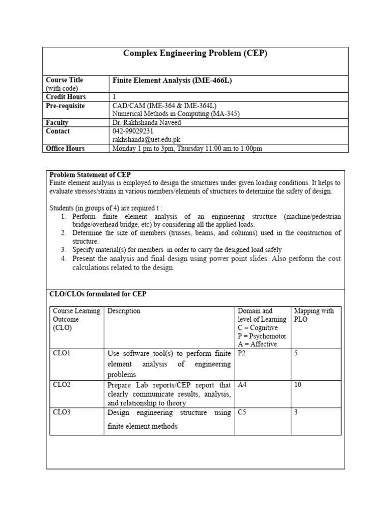 Engineering Students' FEA Project | PDF | Finite Element Method ...