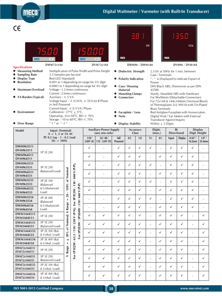 Digital Wattmeter Varmeter With Builtin Transducer 6 | PDF | Electrical ...