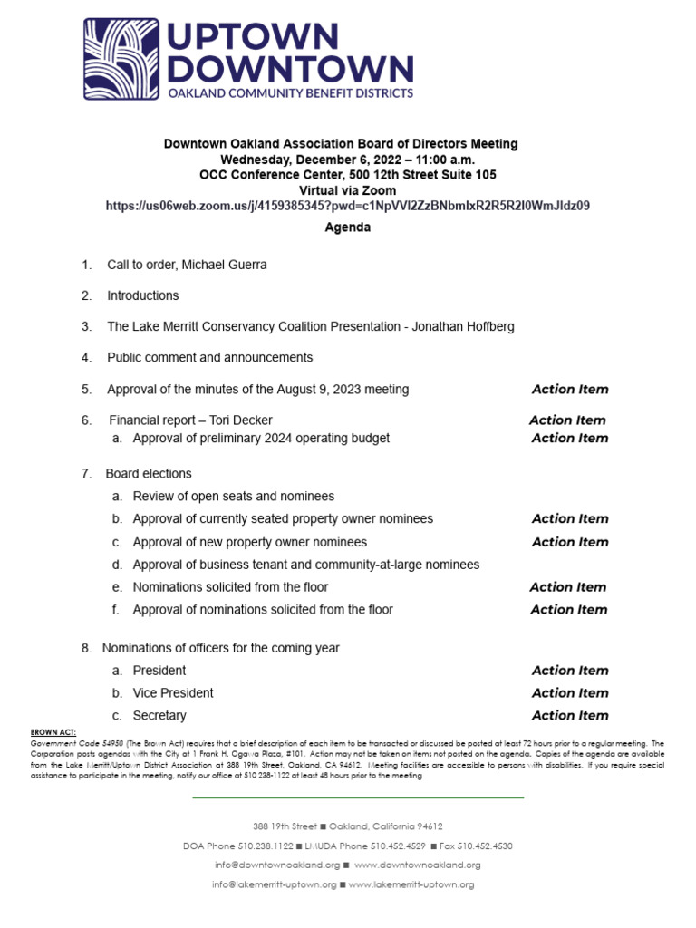 DOA Board Dec 6 2023 Agenda Packet | PDF