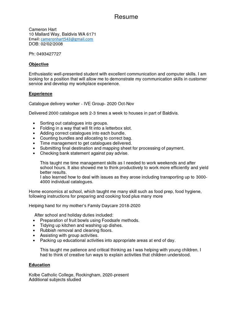 Resume Cameron Hart | PDF