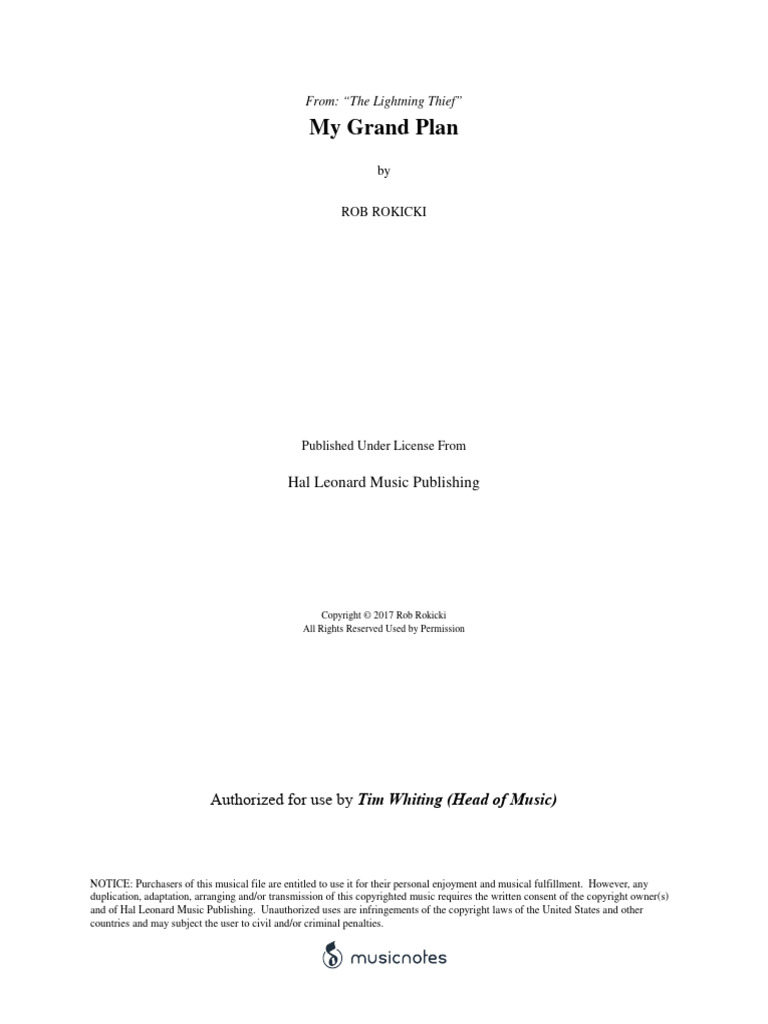 My Grand Plan - Ab Major - MN0190056 | PDF