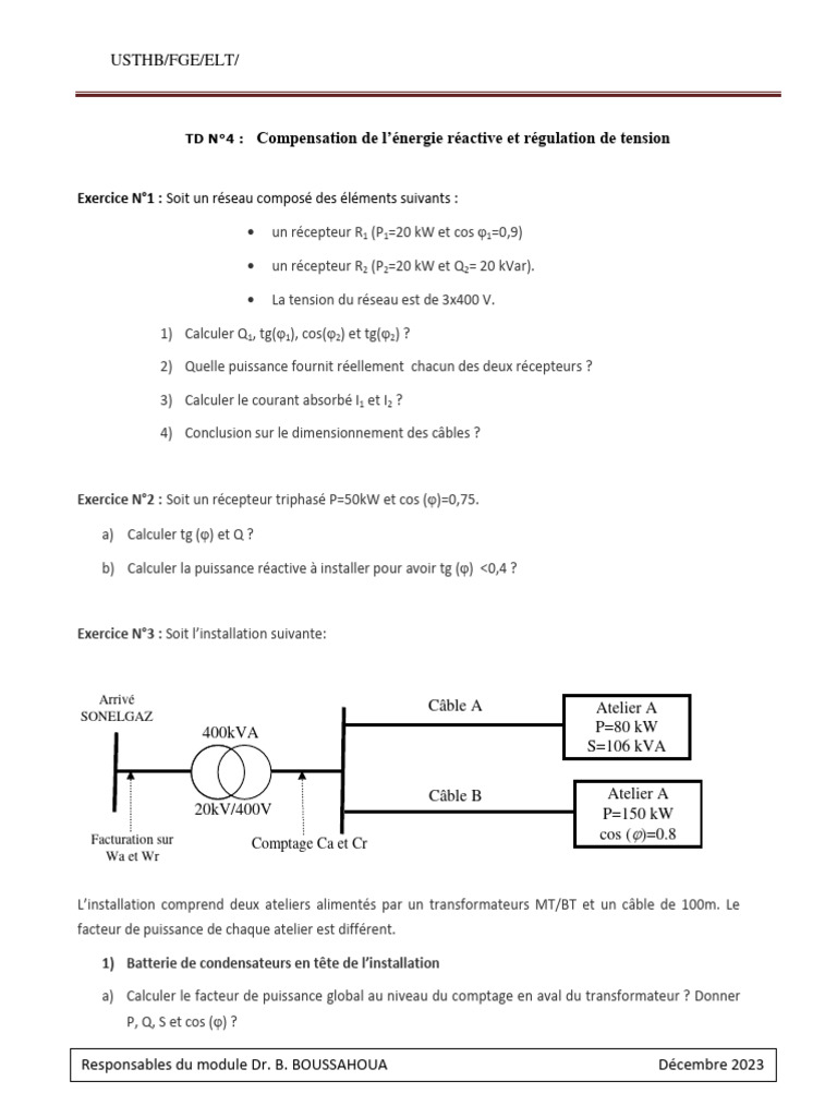 Compensation de l'énergie réactive | PDF | Puissance apparente | Grandeur physique