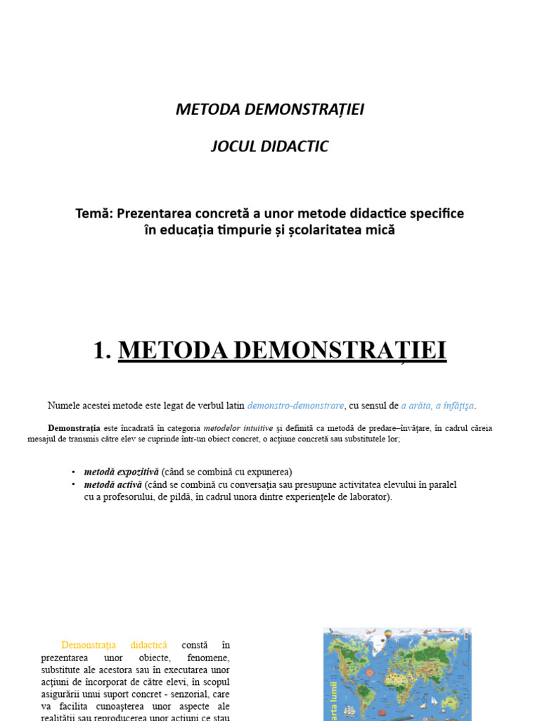 Metode Didactice - DEMONSTRATIA - JOCUL | PDF