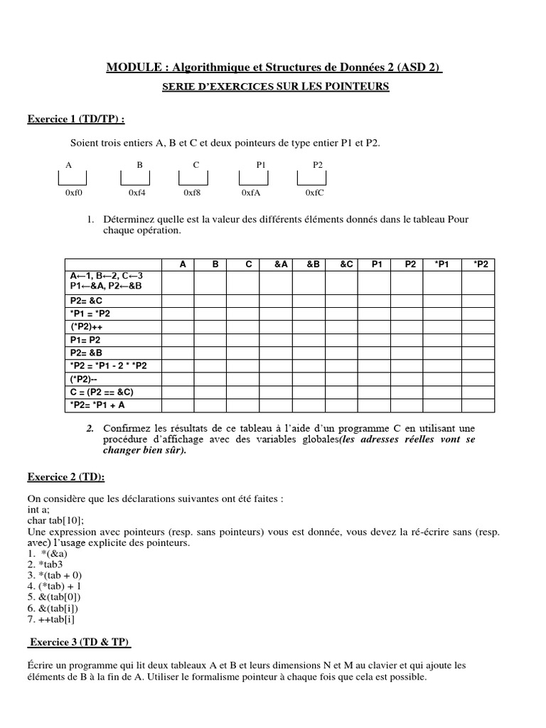 Exercices Corrigés (Les Pointeurs) | PDF | Pointeur (programmation) | Matrice (Mathématiques)