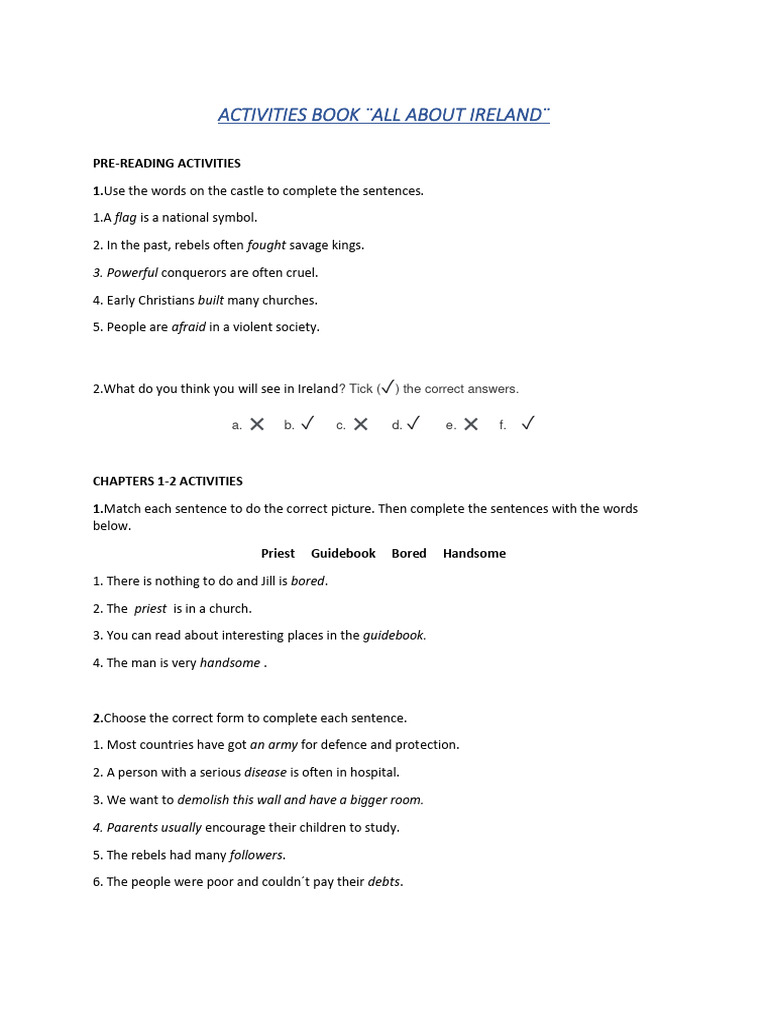 Activities Book All About Ireland | PDF | Ireland