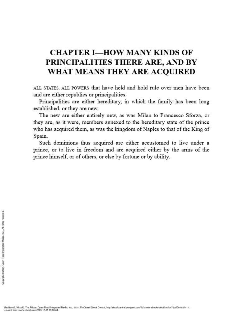 The Prince - (CHAPTER I - HOW MANY KINDS OF PRINCIPALITIES THERE ARE ...