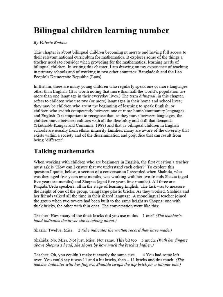 Bilingual_children_learning_number | PDF | Multilingualism | Curriculum