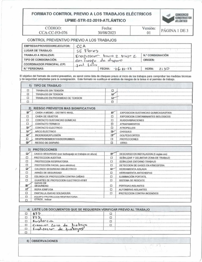 Formato de Ats Actividades Elec | PDF