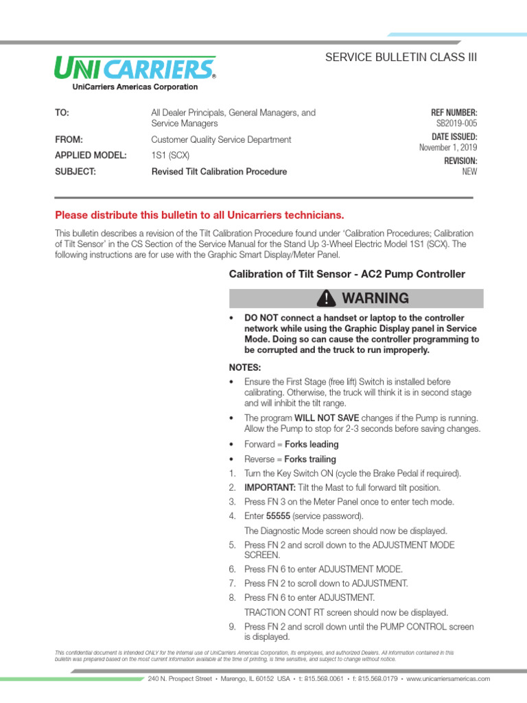 SB2019-344 Revised Tilt Calibration Procedure | PDF SB2019-344 Revised Tilt Calibration Procedure | PDF