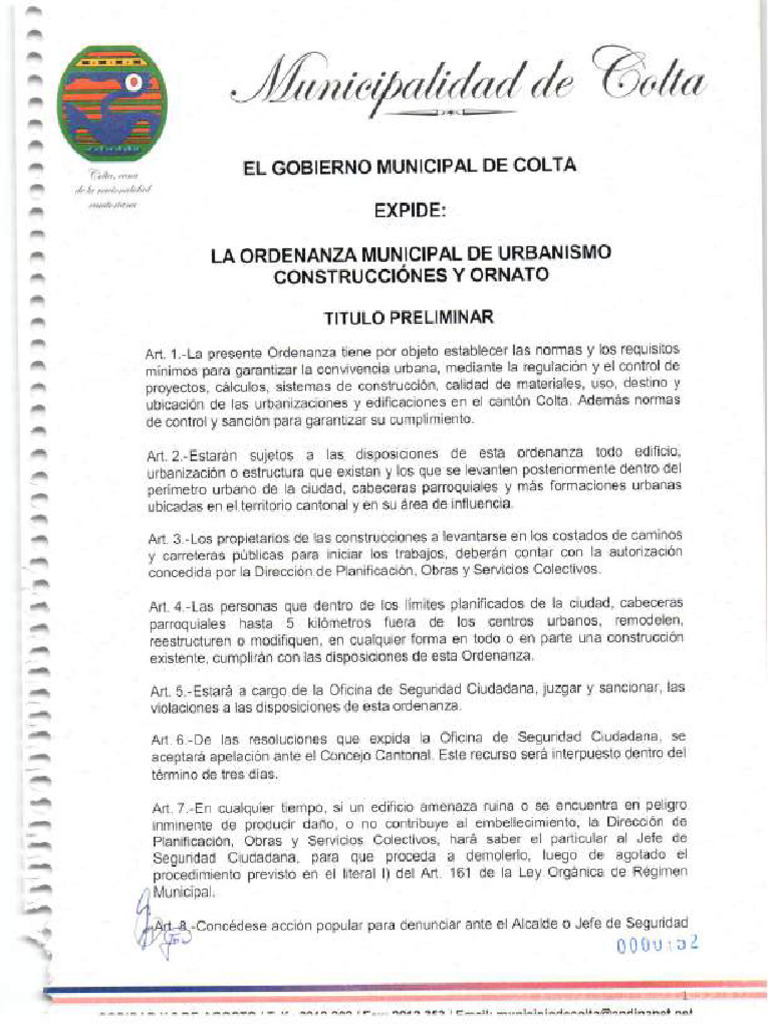 Ordenanza N 005-2006 Ordenanza de Urbanismo Construcciones y Ornato | PDF