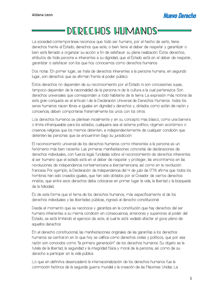 Resumen DDHH | PDF | Derechos humanos | Derechos