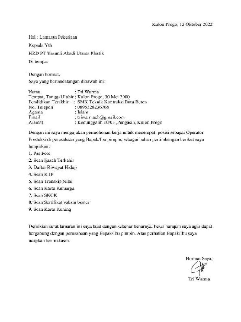 CV Tri Warma | PDF