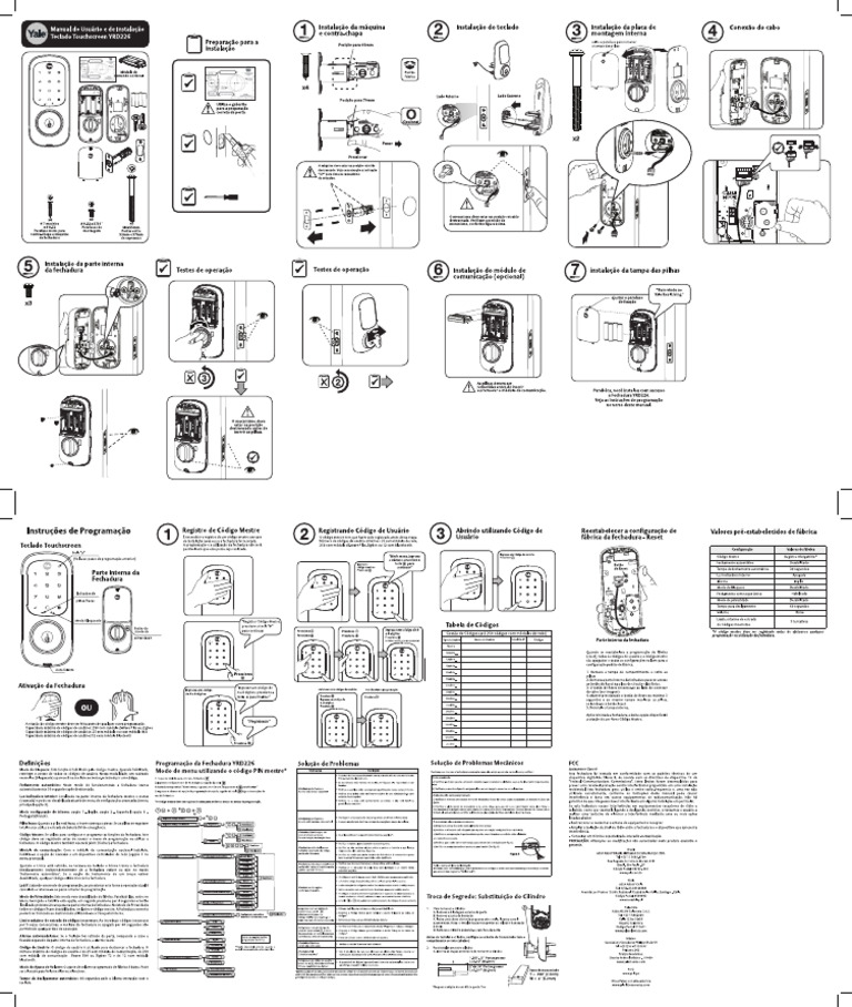 Manual de Instalacao Fechadura Digital Yale YRD 226 | PDF Manual de Instalacao Fechadura Digital Yale YRD 226 | PDF
