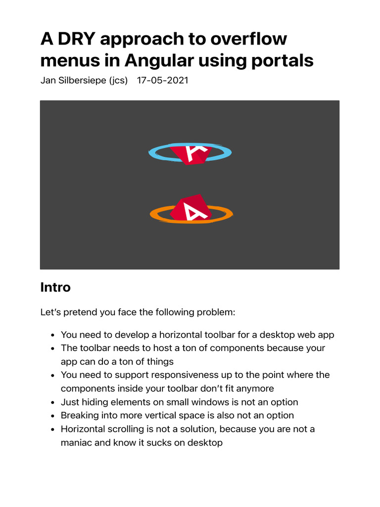 A Dry Approach To Overflow Menus In Angular Using Portals At Jcs Wtf Pdf Menu Computing