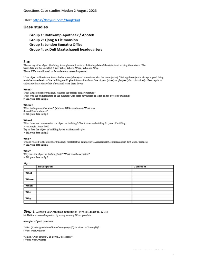 Questionnaire Case Studies Medan 2023 | PDF | Databases | Information Science